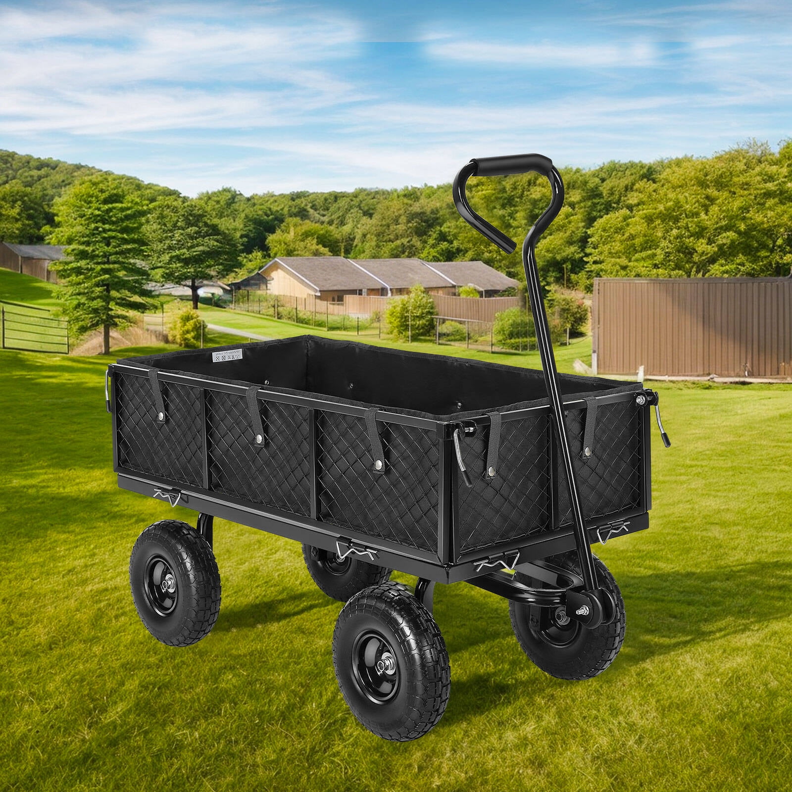 Farmdex Steel Mesh Garden Cart with 10" Tires Wagon Cart Newest Garden ...