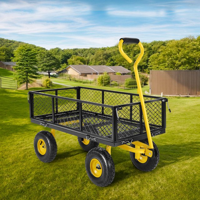 "VIBESPARK Steel Mesh Garden Cart, 660LBS Capacity, 10"" Tires ...