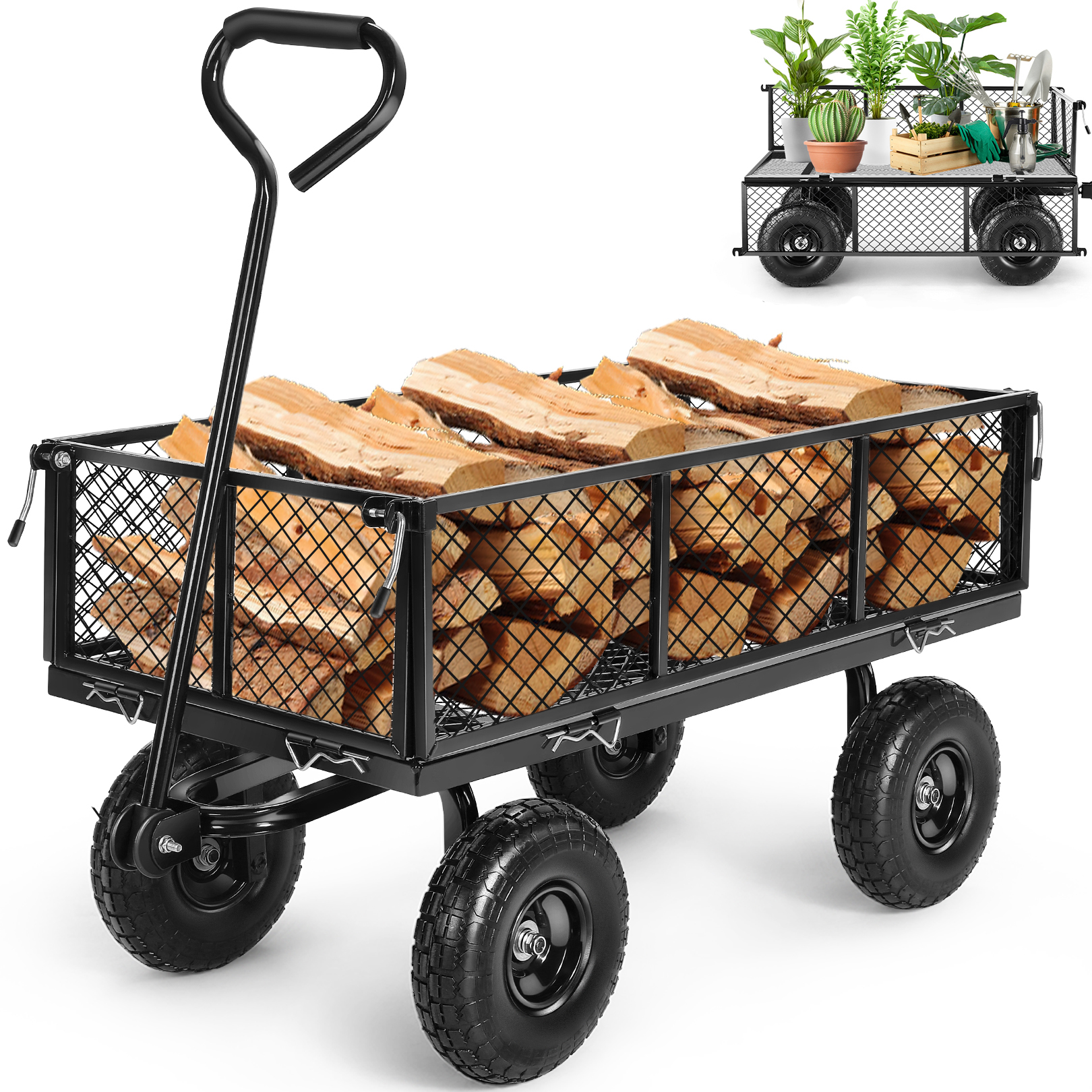 SECO Heavy Duty Folding Utility Wagon Wheelbarrow Garden Cart Sports ...
