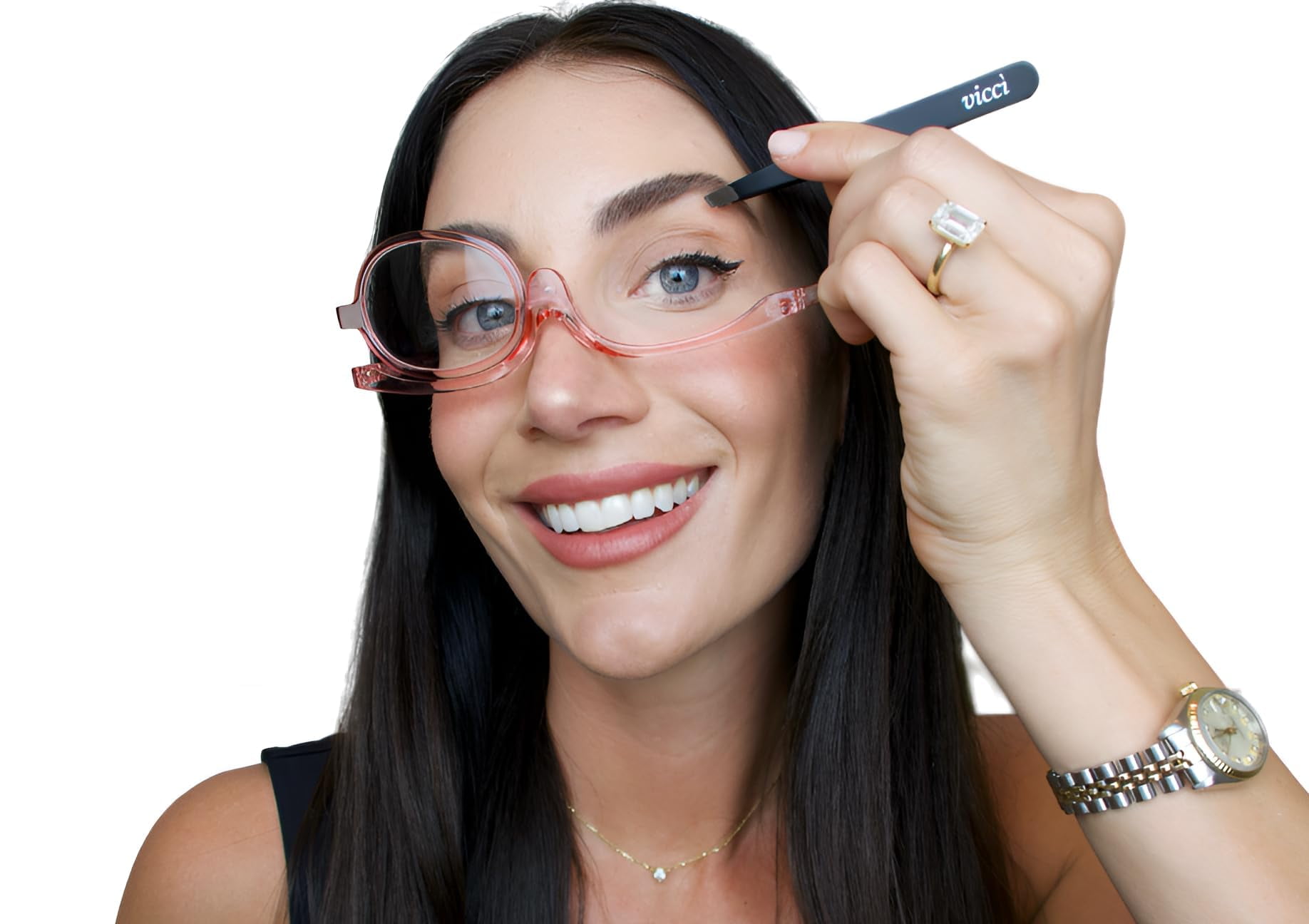 VICCI Makeup Reading Glasses, Oval Flip-up Lens Magnifying Cosmetic Readers for Women +3.50 ...