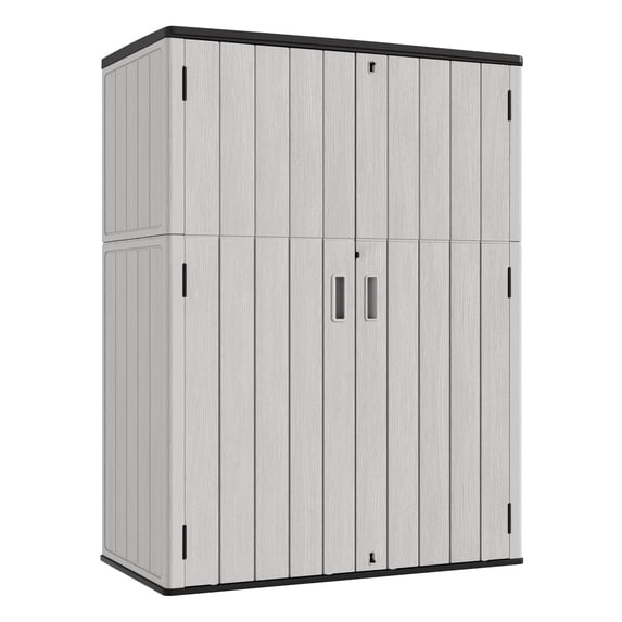 VICESIM Resin Outdoor Storage Shed With Floor Waterproof With 6 Grey ...