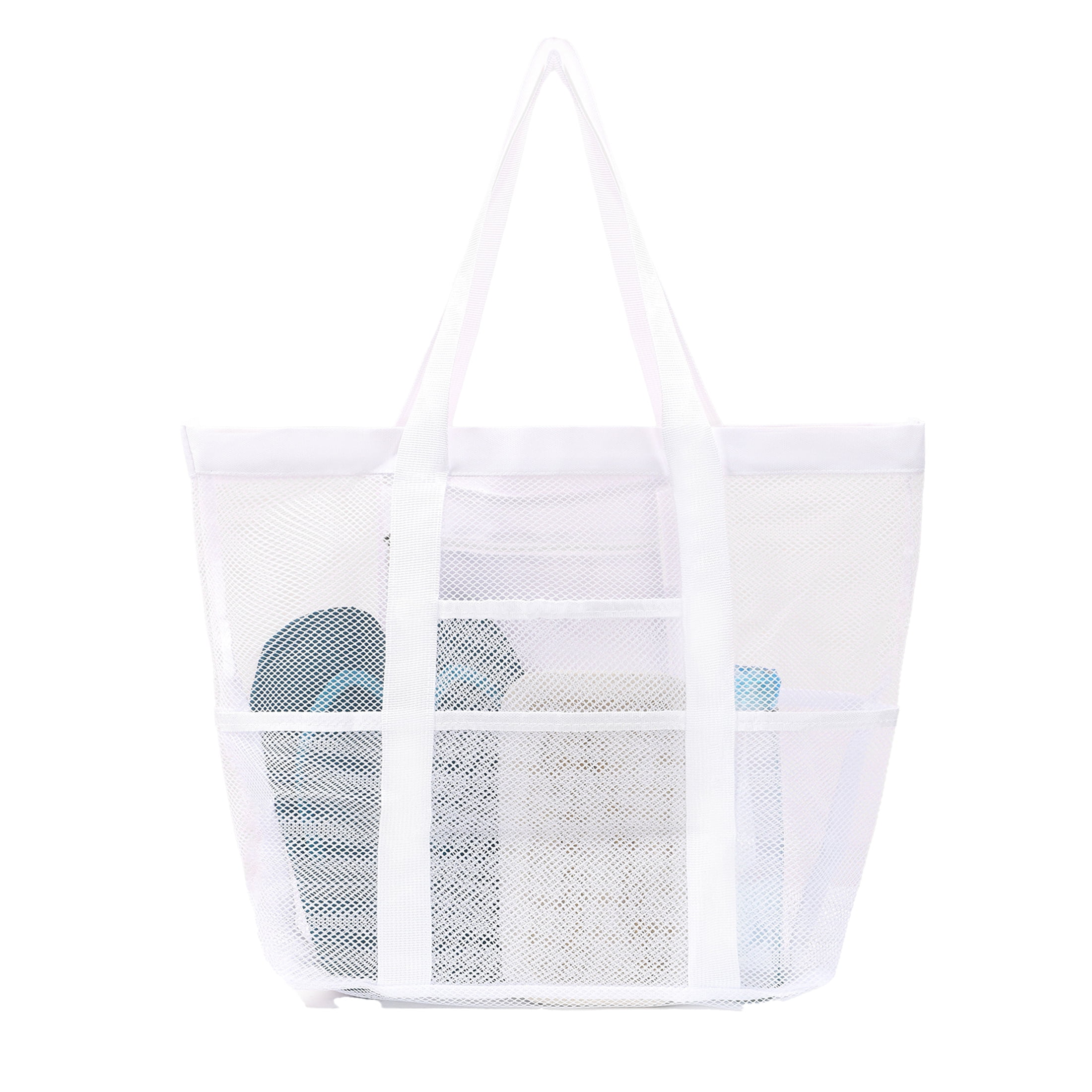 VICHVVY Large Mesh Beach Bag with Zipper Large Beach Tote Waterproof ...