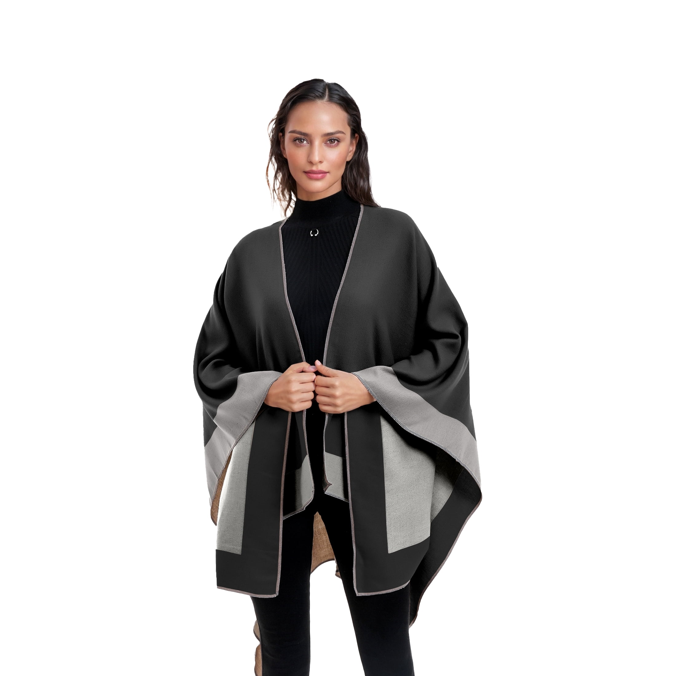 VICHVVY Women's Shawl Simple Light Luxury Wraps Soft Open Front Poncho ...