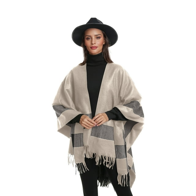 VICHVVY Women's Shawl Simple Light Luxury Wraps Soft Open Front Poncho Cape Casual Cardigan ...