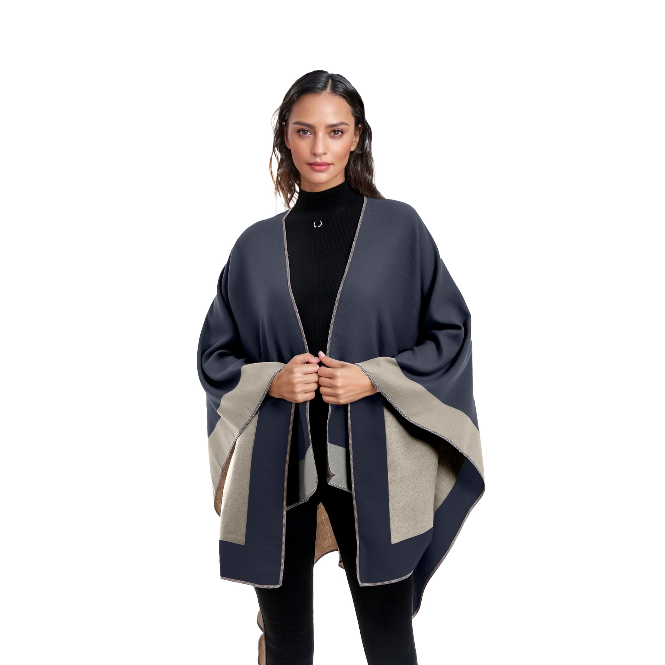 VICHVVY Women's Shawl Simple Light Luxury Wraps Soft Open Front Poncho Cape Casual Cardigan ...