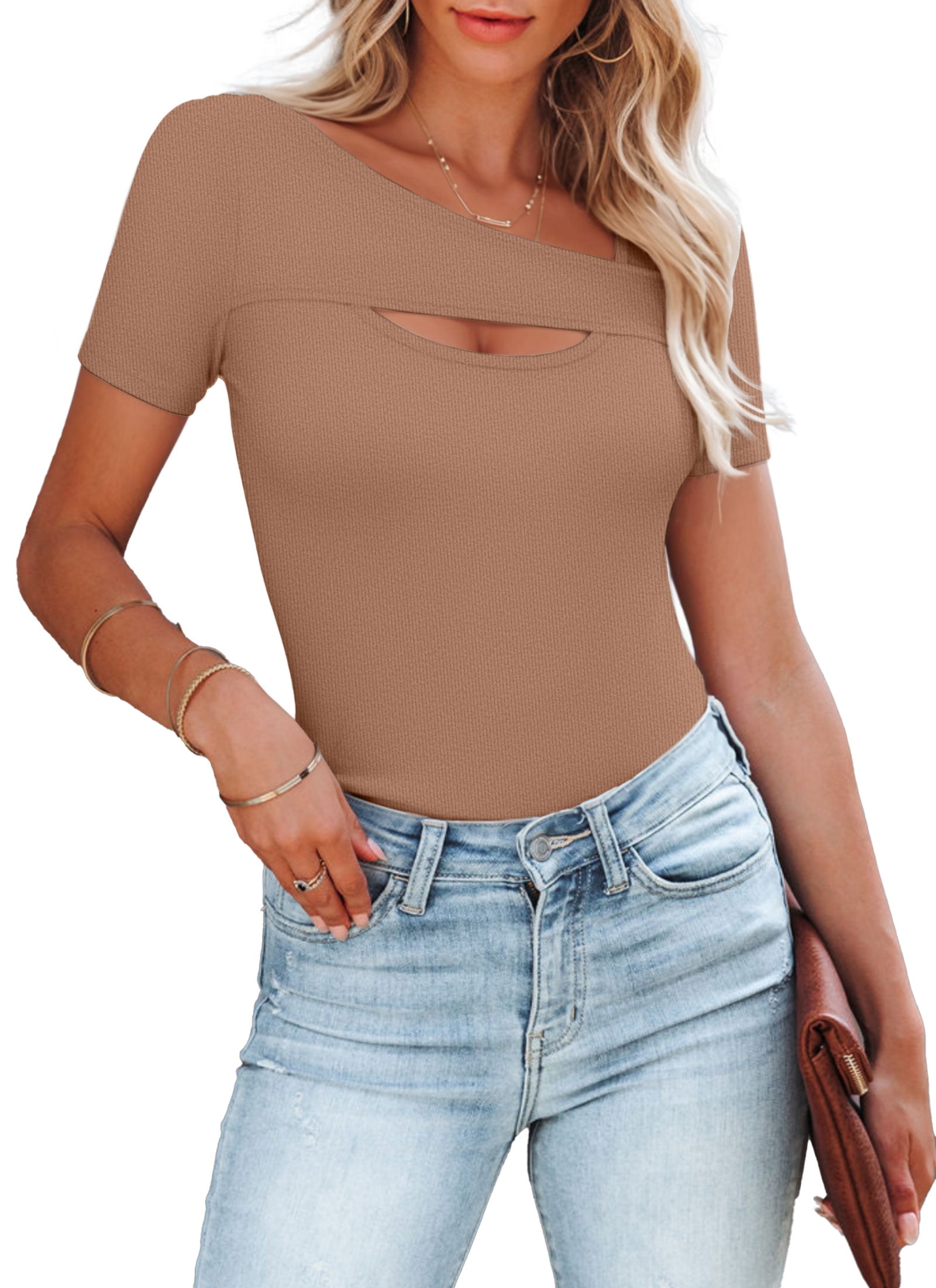 VICHVVY Womens Fashion Fall Clothes One Piece Cutout Tops Long Sleeve ...