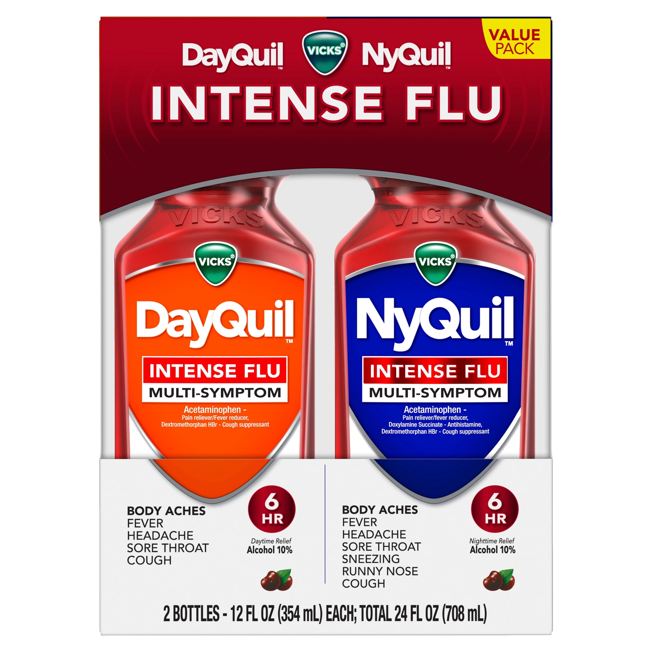 Vicks DayQuil & NyQuil Intense Flu Liquid, Flu Medicine for Adults ...