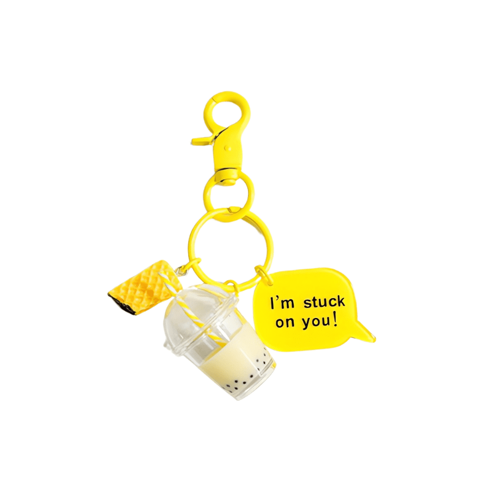 VICKYPOP Cute Bubble Tea Keychain Boba Cup Key Ring Pendant Doll for ...