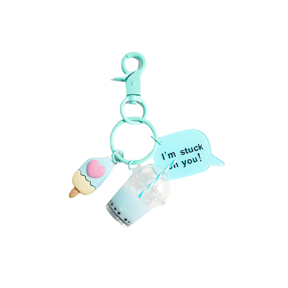 VICKYPOP Cute Bubble Tea Keychain Boba Cup Key Ring Pendant Doll for ...