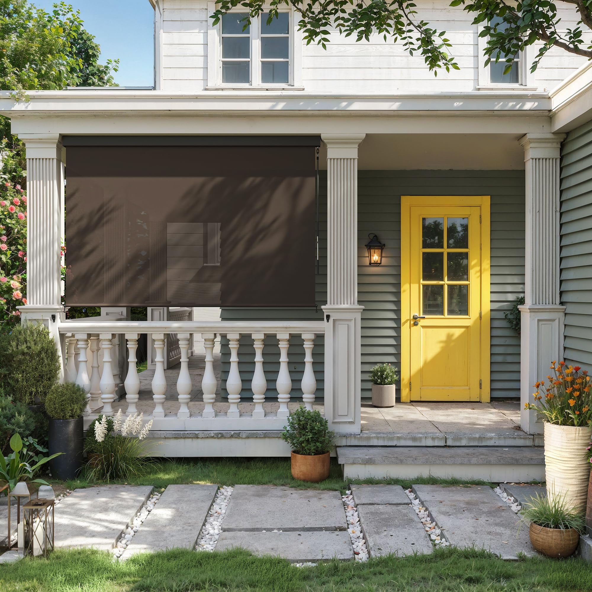 VICLLAX Premium Outdoor Roller Shade PVC Fabric Exterior Roller Shade ...