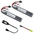VICMILE 2PACK Airsoft Battery 11.1V 2000mAh SM2P Plug with 11.1V USB ...