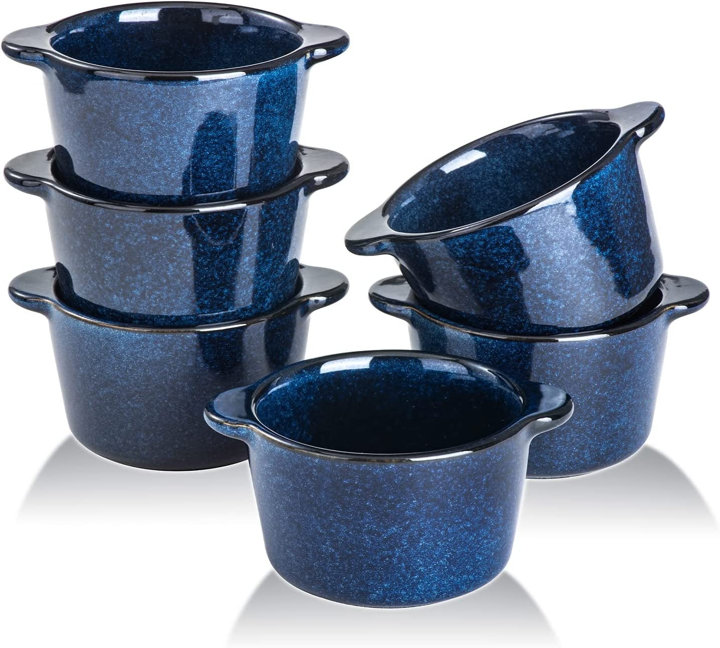 VICRAYS Creme Brulee Ramekins Ceramic Bowls, Mini Custard Cups 6 oz ...