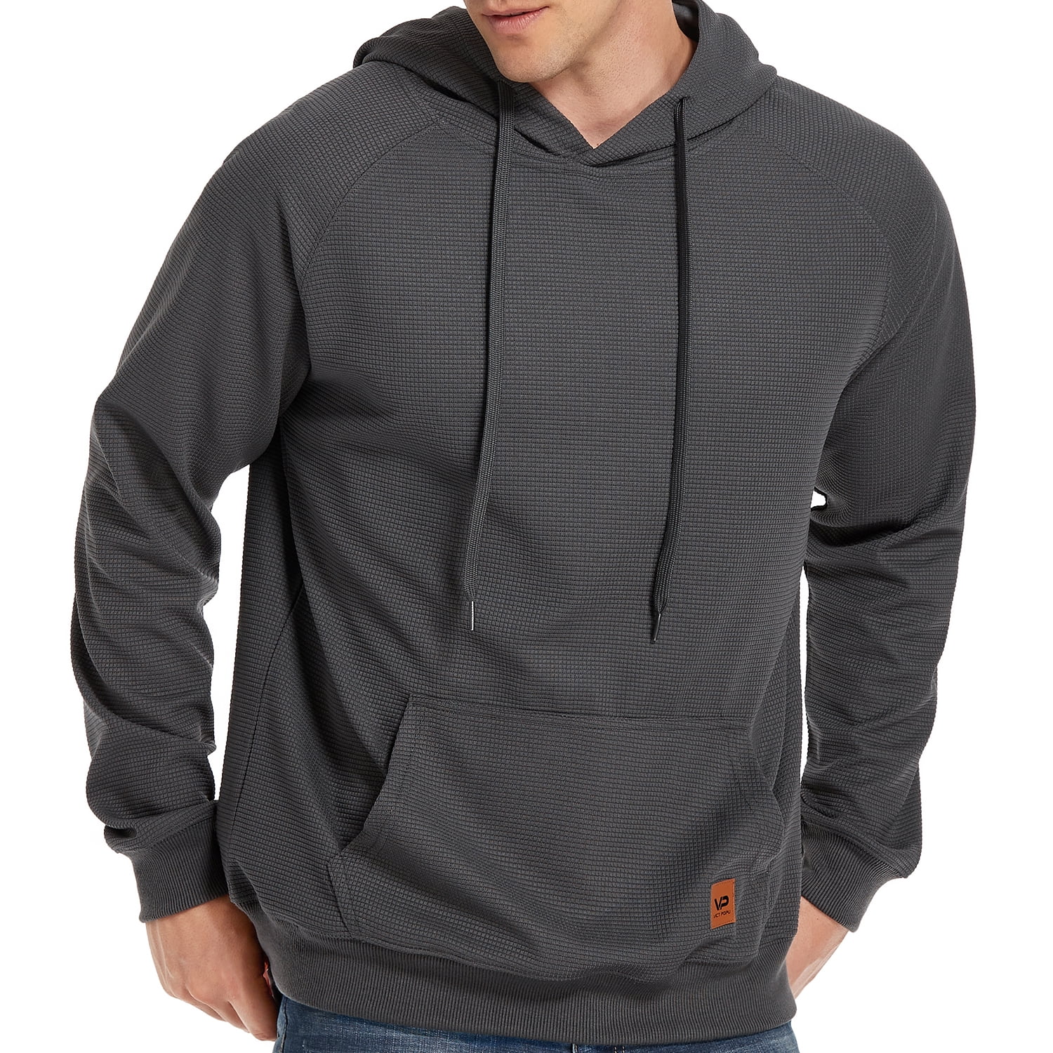 VICT POPU, Men's Casual Hooded Pullover, Size M, Dark Grey - Walmart.com