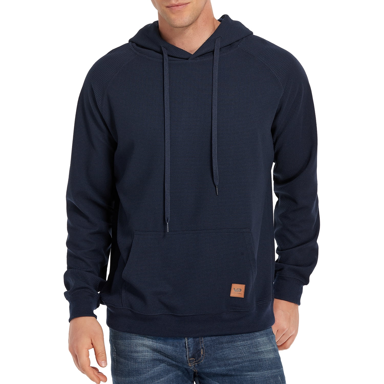 VICT POPU Men's Casual Hooded Pullover, Long-Sleeved Plaid Jacquard ...
