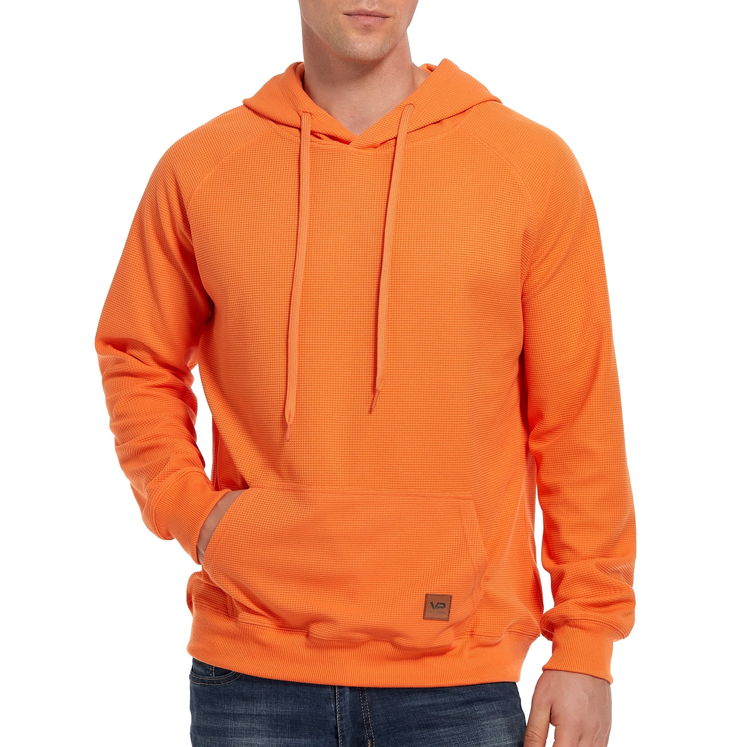 VICT POPU Men's Casual Hooded Pullover, Long-Sleeved Plaid Jacquard ...
