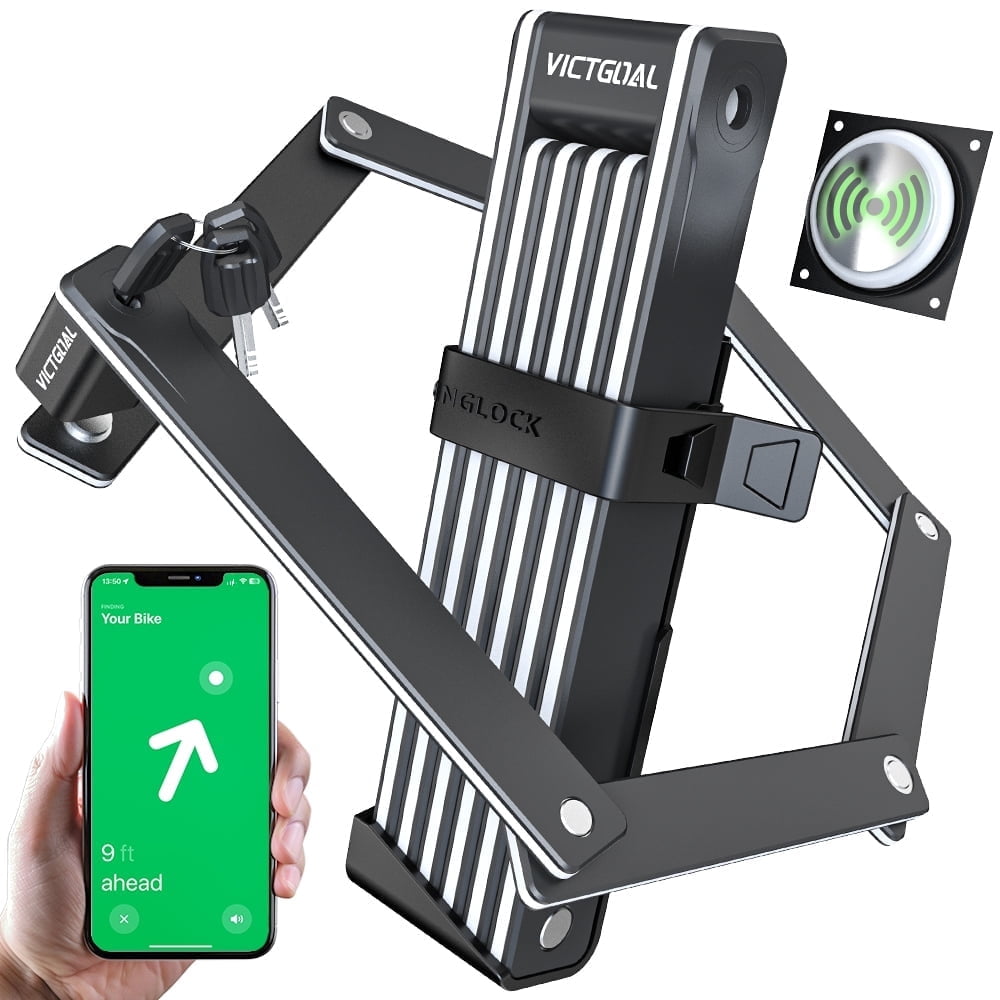 VICTGOAL Folding Bike Lock with Hidden Holder for AirTag, Heavy Duty ...