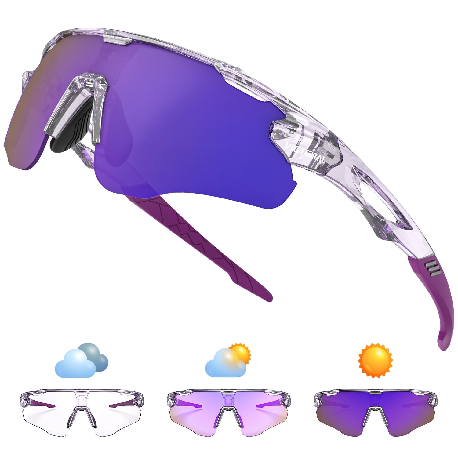 VICTGOAL Photochromic Cycling Glasses for Men Women, Clear Bike Glasses ...
