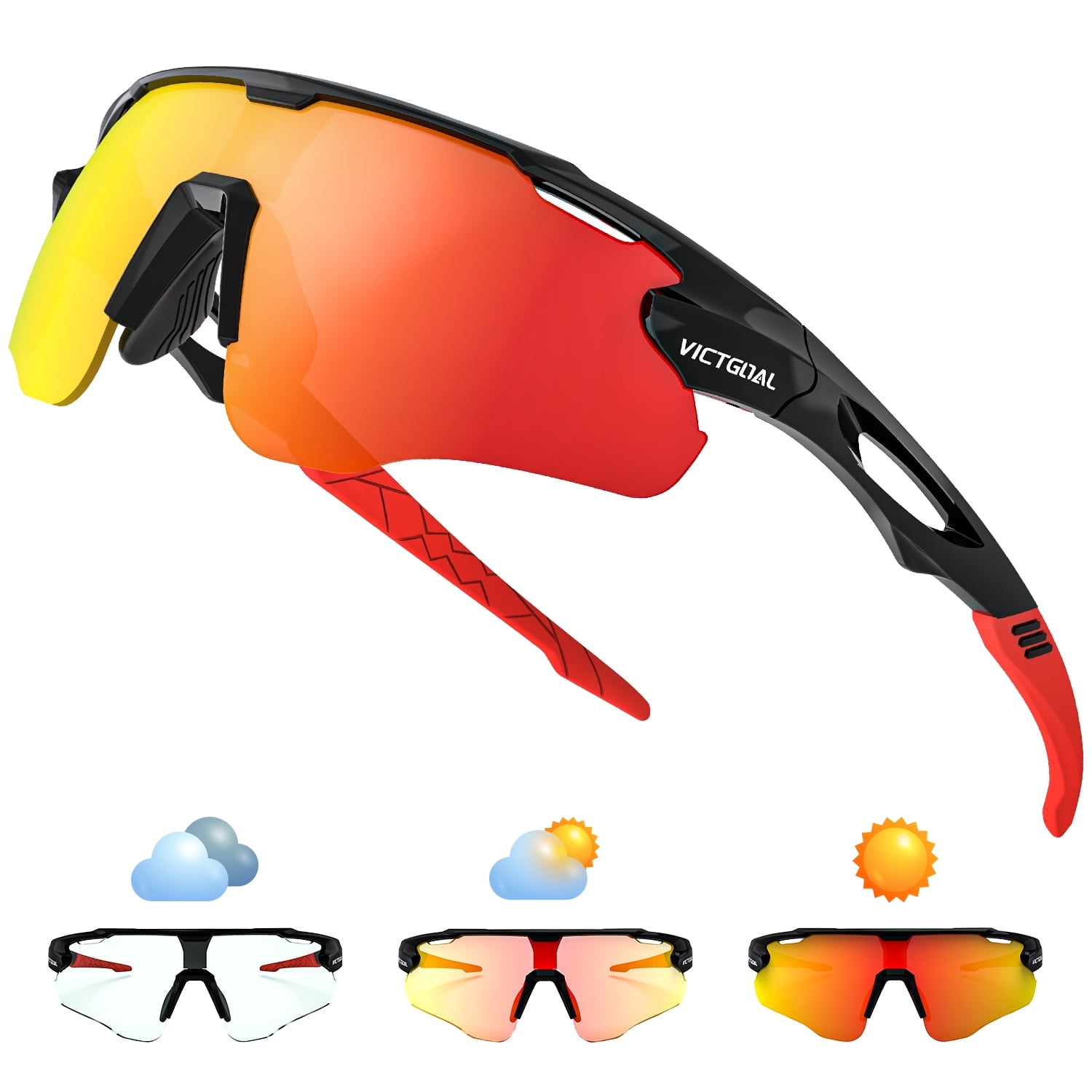 VICTGOAL Photochromic Cycling Glasses for Men Women, Clear Bike Glasses ...