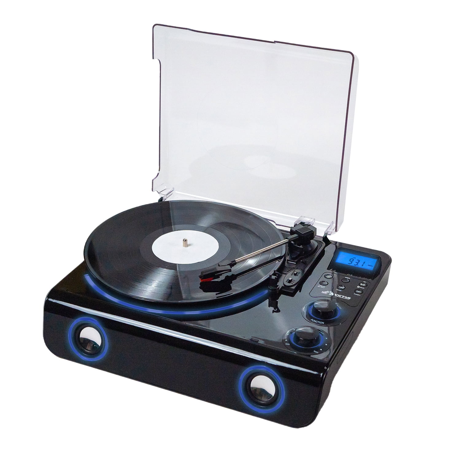 Victor Beacon 5-in-1 Turntable System with Bluetooth, FM Radio, Vinyl ...