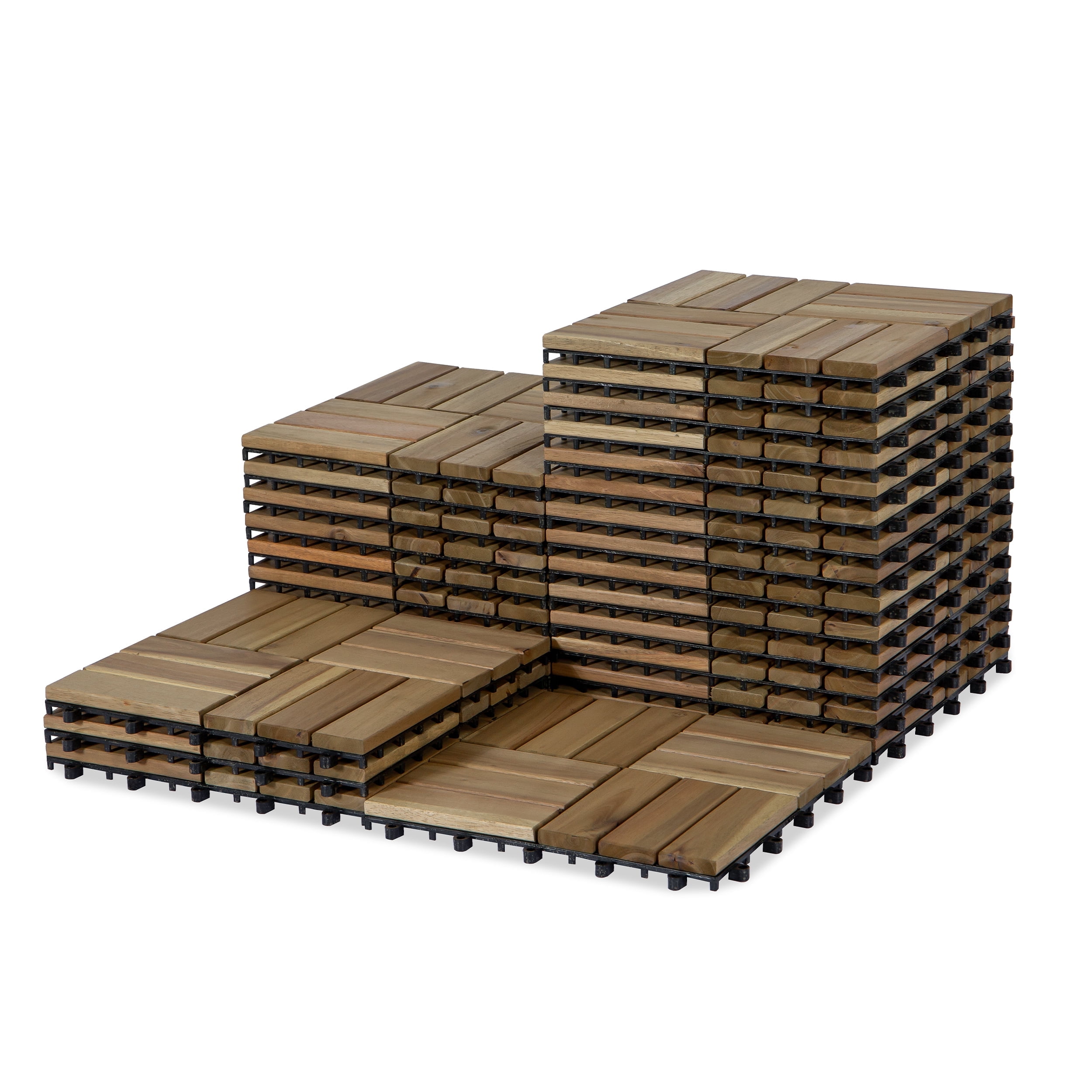 VICTORY RELAX Acacia Wood Patio Deck Tiles - 27 Pcs 12 Slats ...