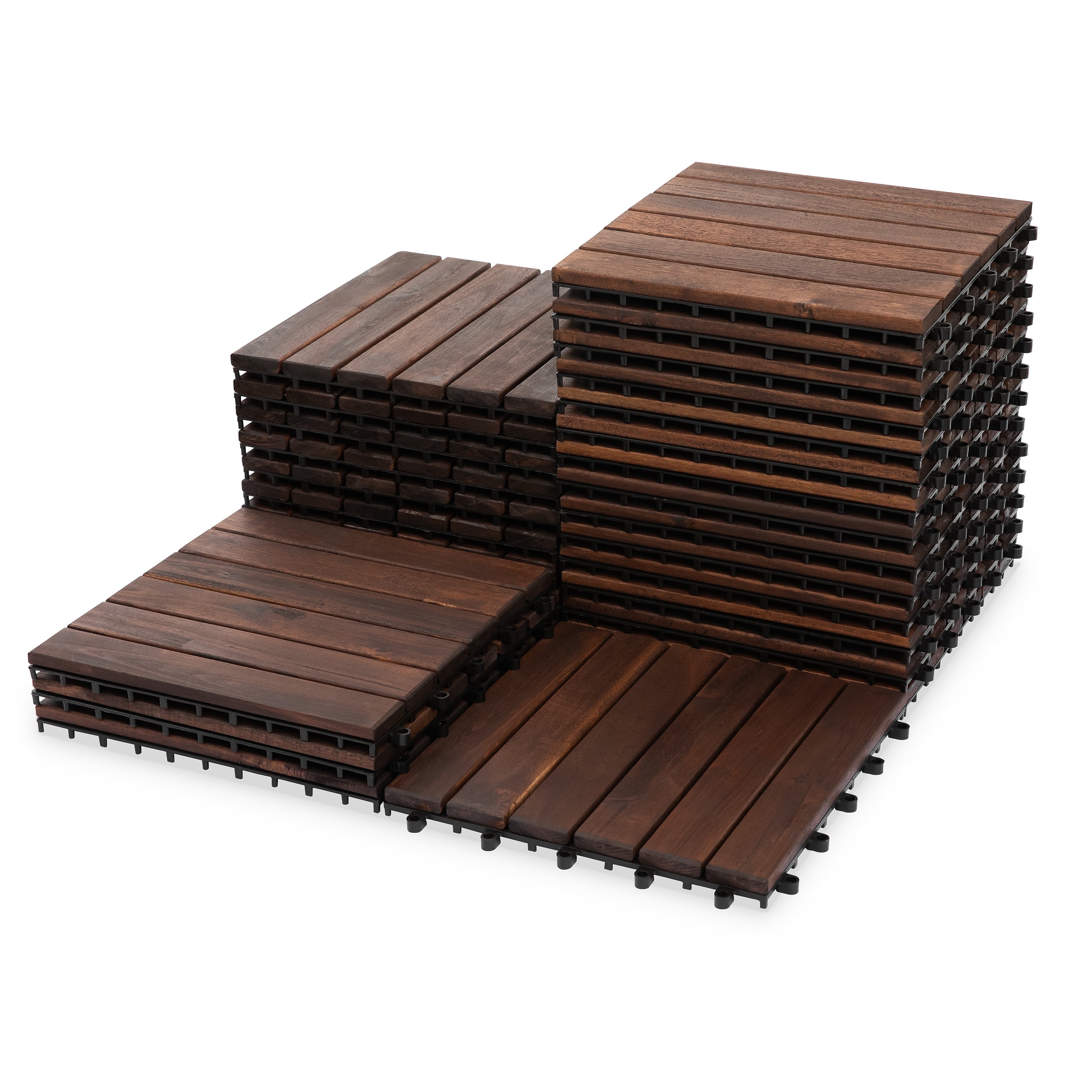 VICTORY RELAX Acacia Wood Patio Deck Tiles - 27 Pcs 6 Slats ...