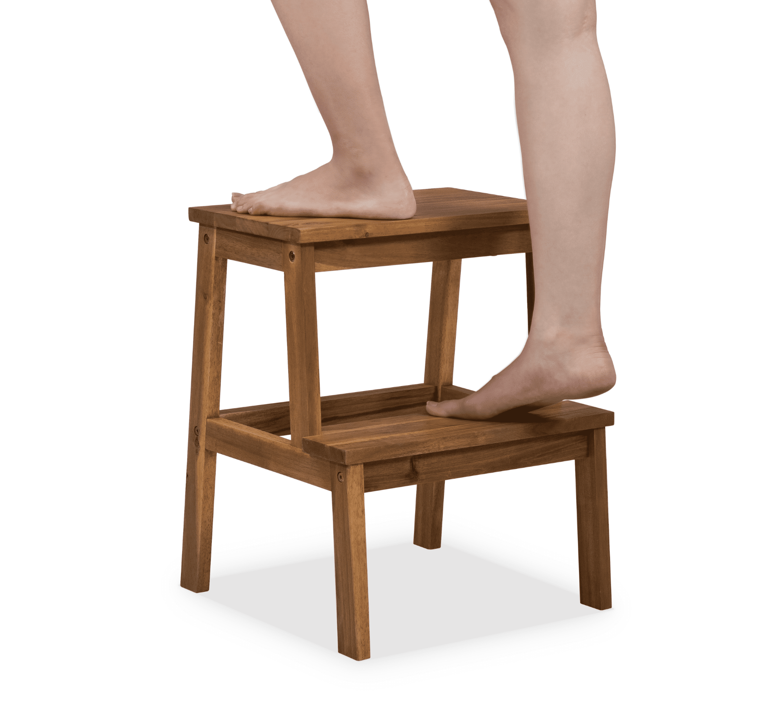 VICTORY RELAX Acaia Wood 2-Step Stool, Waterproof, Holds 176 lbs, 20 ...