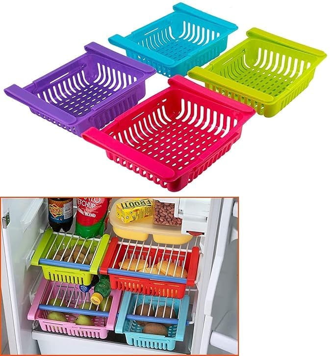 VIDORA Expandable Adjustable Fridge Storage Basket Under Shelf Fridge ...