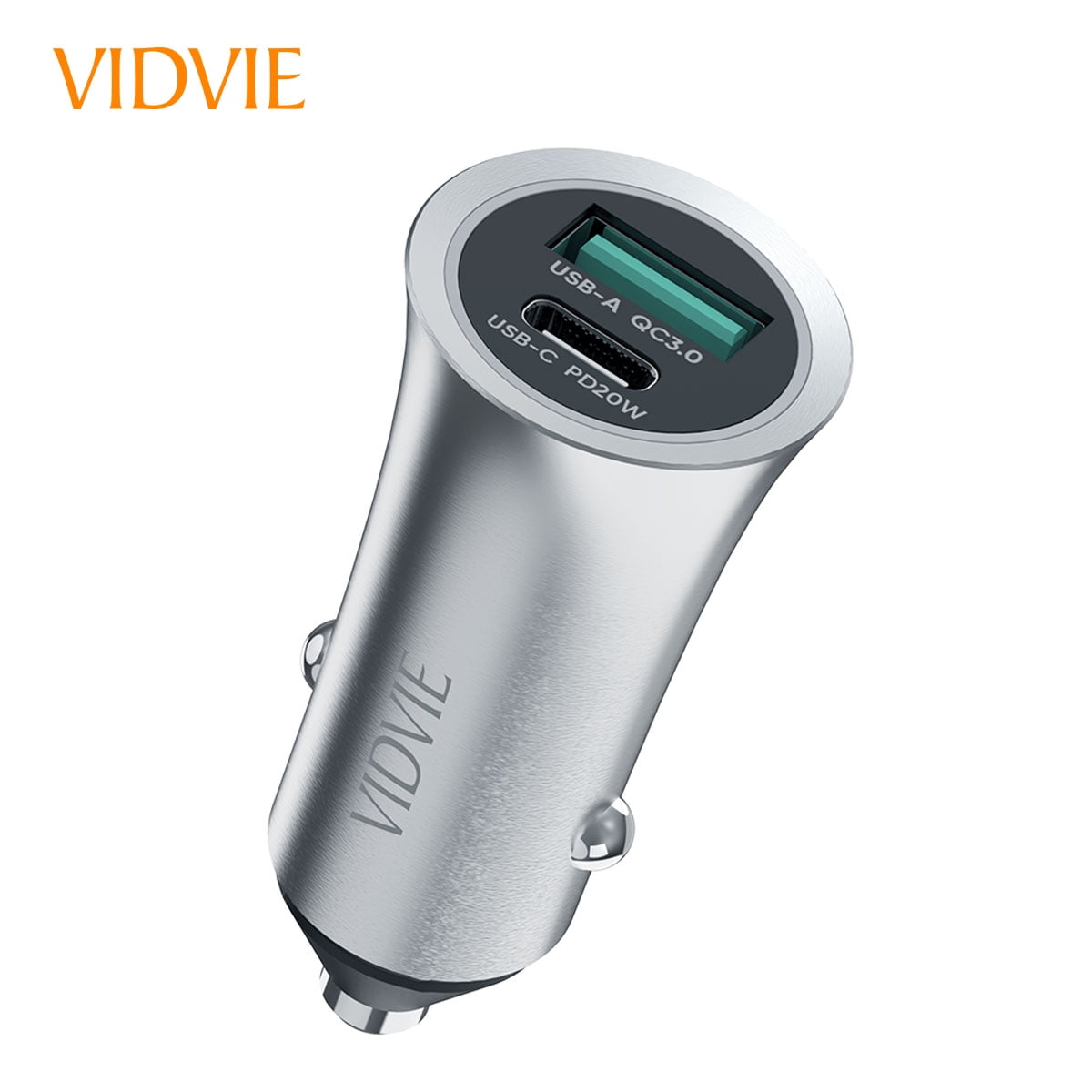 VIDVIE CC517C 20 Watts Car Charger Dual Port USB A and a USB C with Micro USB Cable included ...