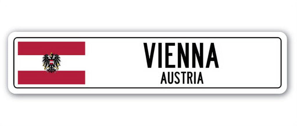 VIENNA AUSTRIA Street Sign Austrian flag city country road wall gift ...