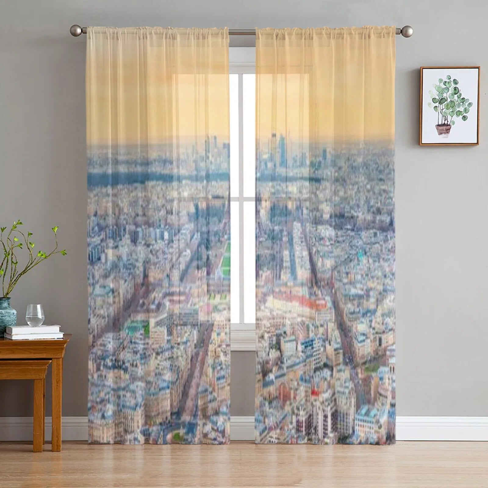 VIEW TO EIFFEL TOWER PARIS FRANCE Sheer Curtains for Living Room ...