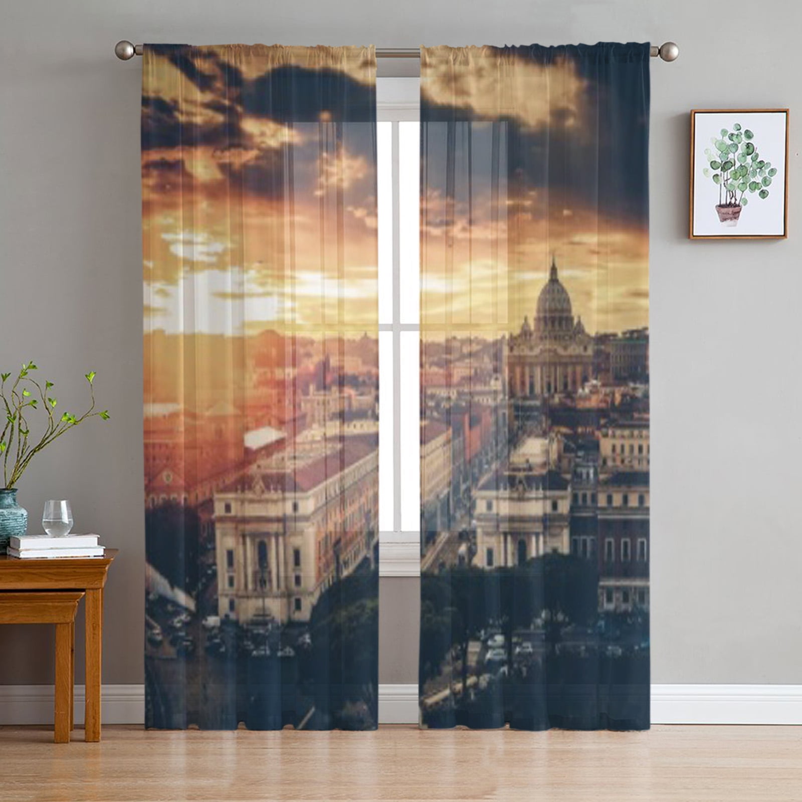 VIEW TO EIFFEL TOWER PARIS FRANCE Sheer Curtains for Living Room ...