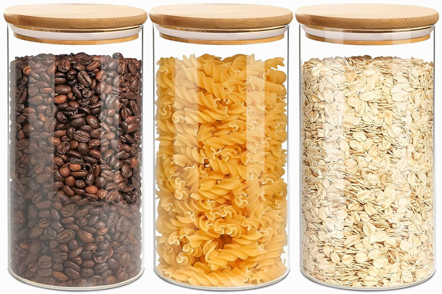 VIEWELLD 40oz Round Glass Storage Containers with Lids Clear Food ...