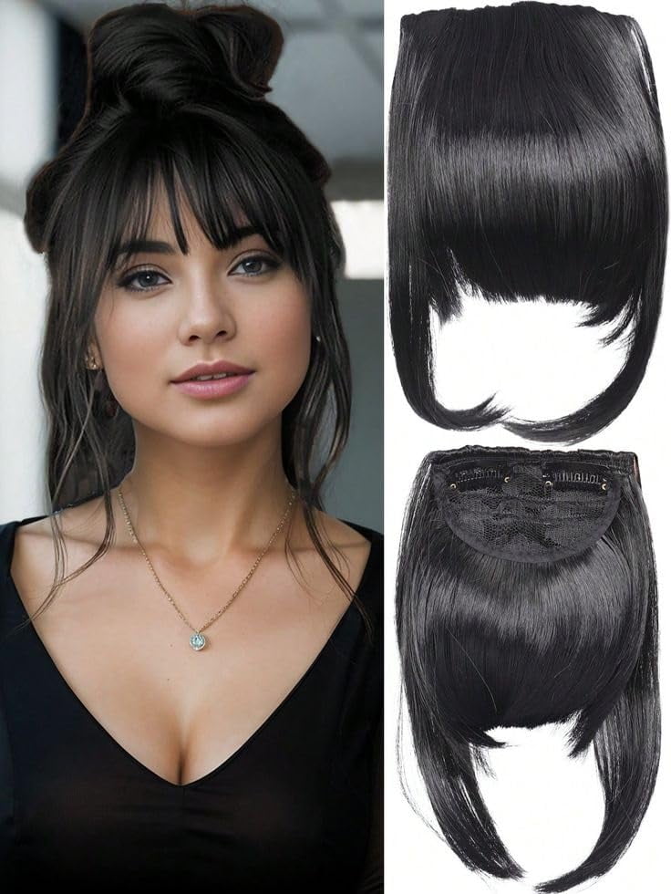 VIEWS Clip in Bangs Fake Bangs Synthetic Hair Bangs Clip in Hair ...
