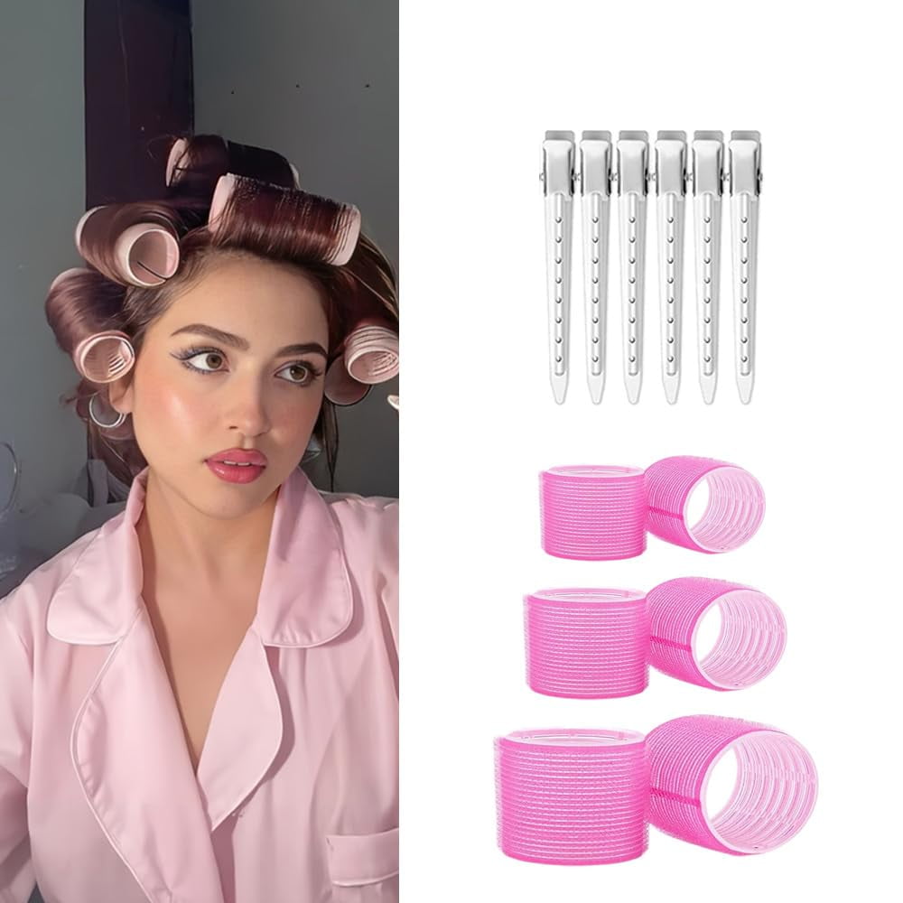 VIEWS Hair Curlers 12 Pcs Set with 6Pcs Hair Rollers and 6 Pcs Hair ...