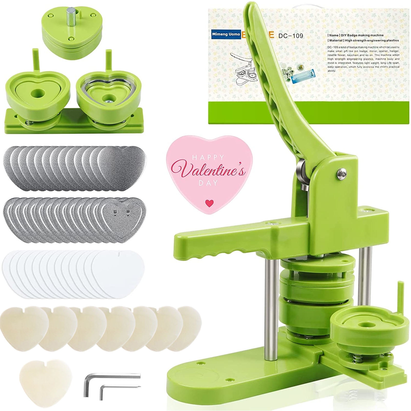 VIFERR Heart Shaped Button Maker Machine, DIY Craft & Art Supplies ...