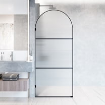 VIGO Orion 34" W x 58" H Frameless Hinged Tub Door in Matte Black ...