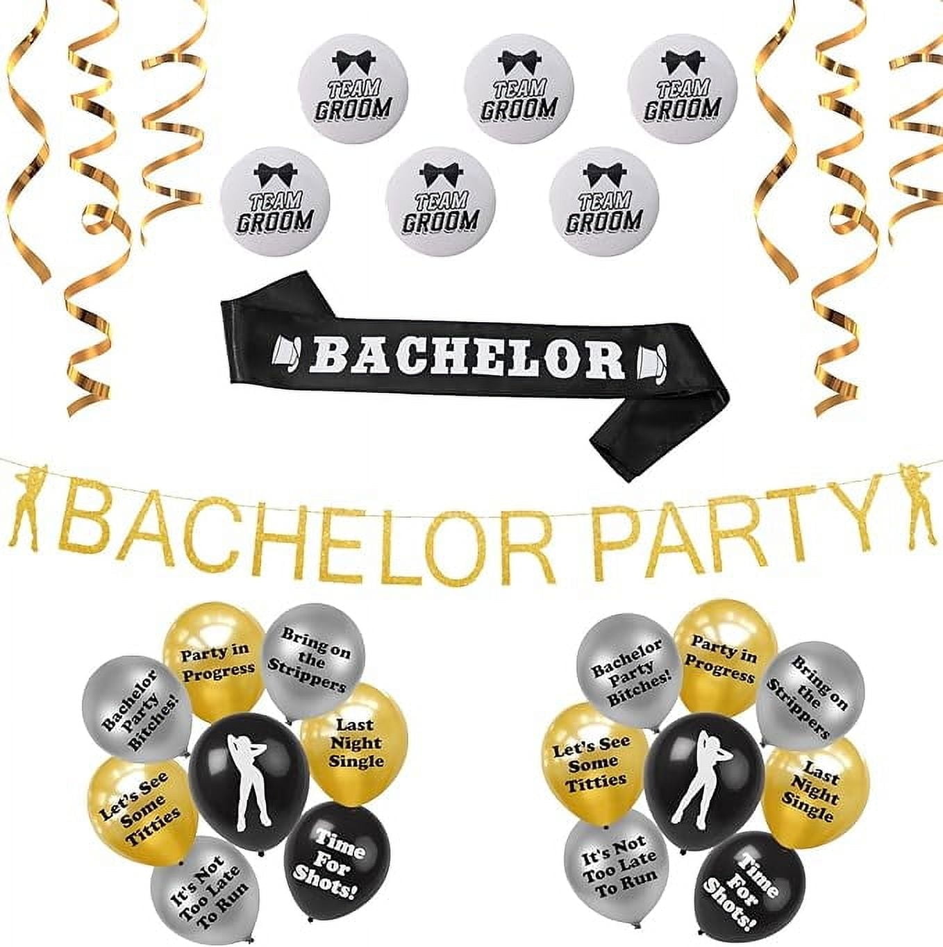 VIGO Bachelor Party Decoration Set, with Sash, Banner, Balloons, and ...