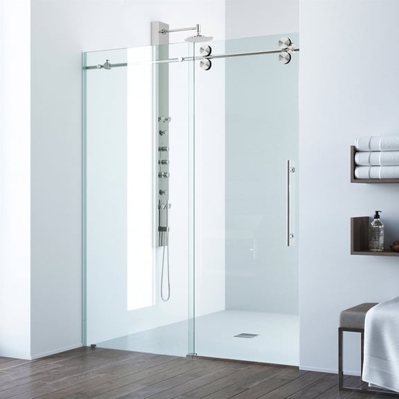 VIGO Elan 68 to 72 in. W x 74 in. H Sliding Frameless Shower Door in ...