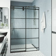 VIGO Elan 52 to 56 in. W x 74 in. H Frameless Sliding Shower Door in Matte Black with 3/8 in ...