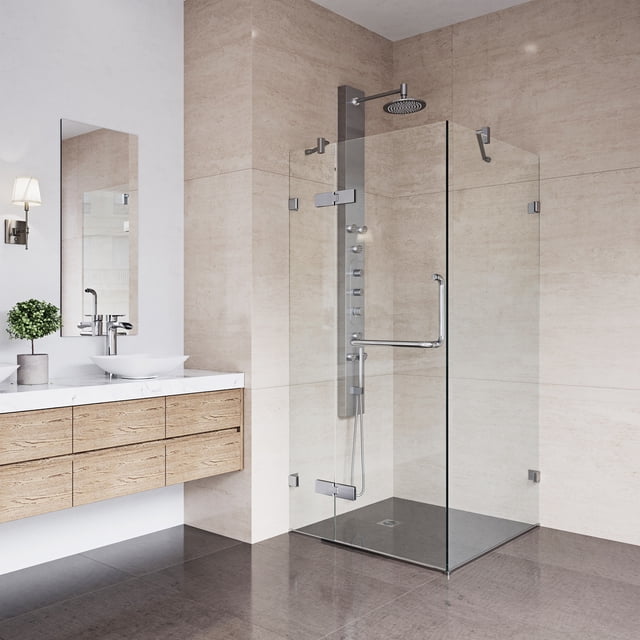 VIGO Frameless Square Clear Shower Enclosure (36 x 36) Chrome - Walmart.com