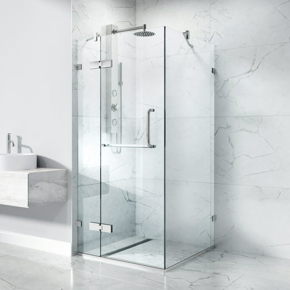 VIGO Monteray 34 in. L x 34 in. W x 73 in. H Frameless Hinged Square ...