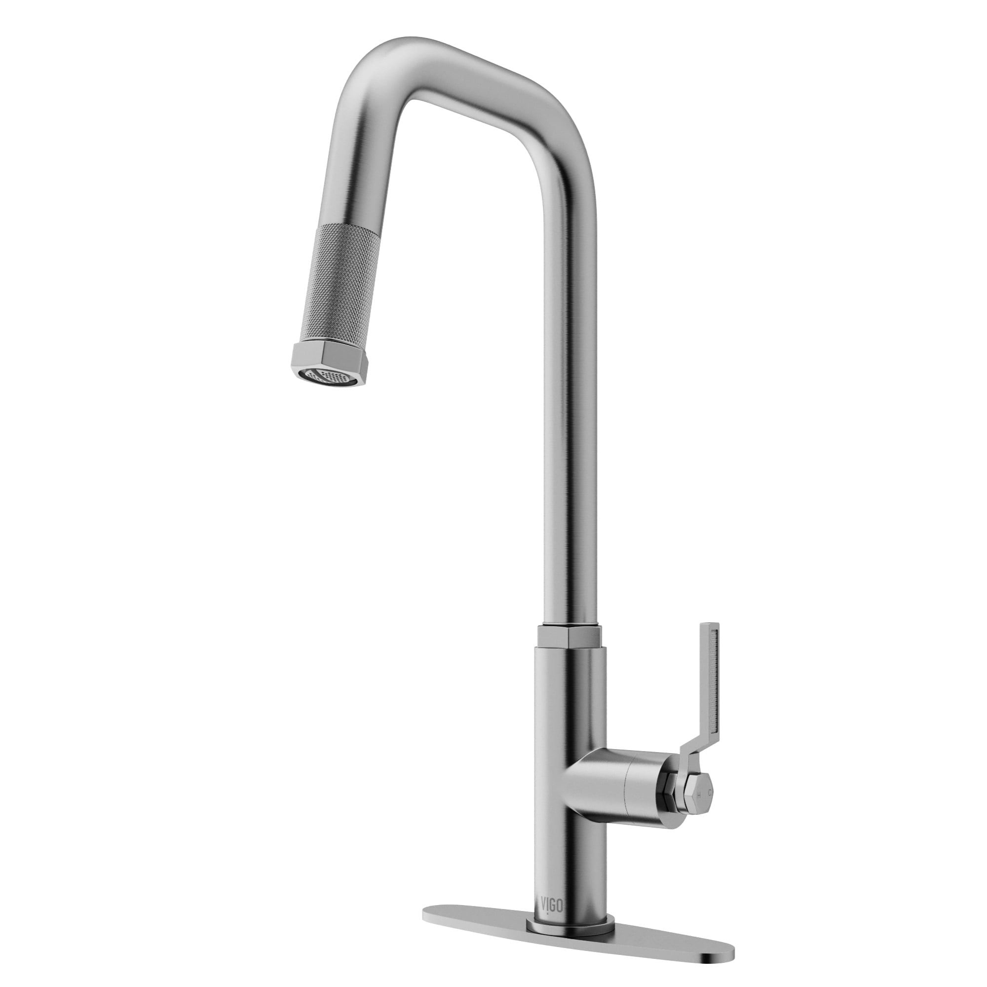 VIGO Hart Angular Single Handle Pull-Down Spout Kitchen Faucet Set with ...