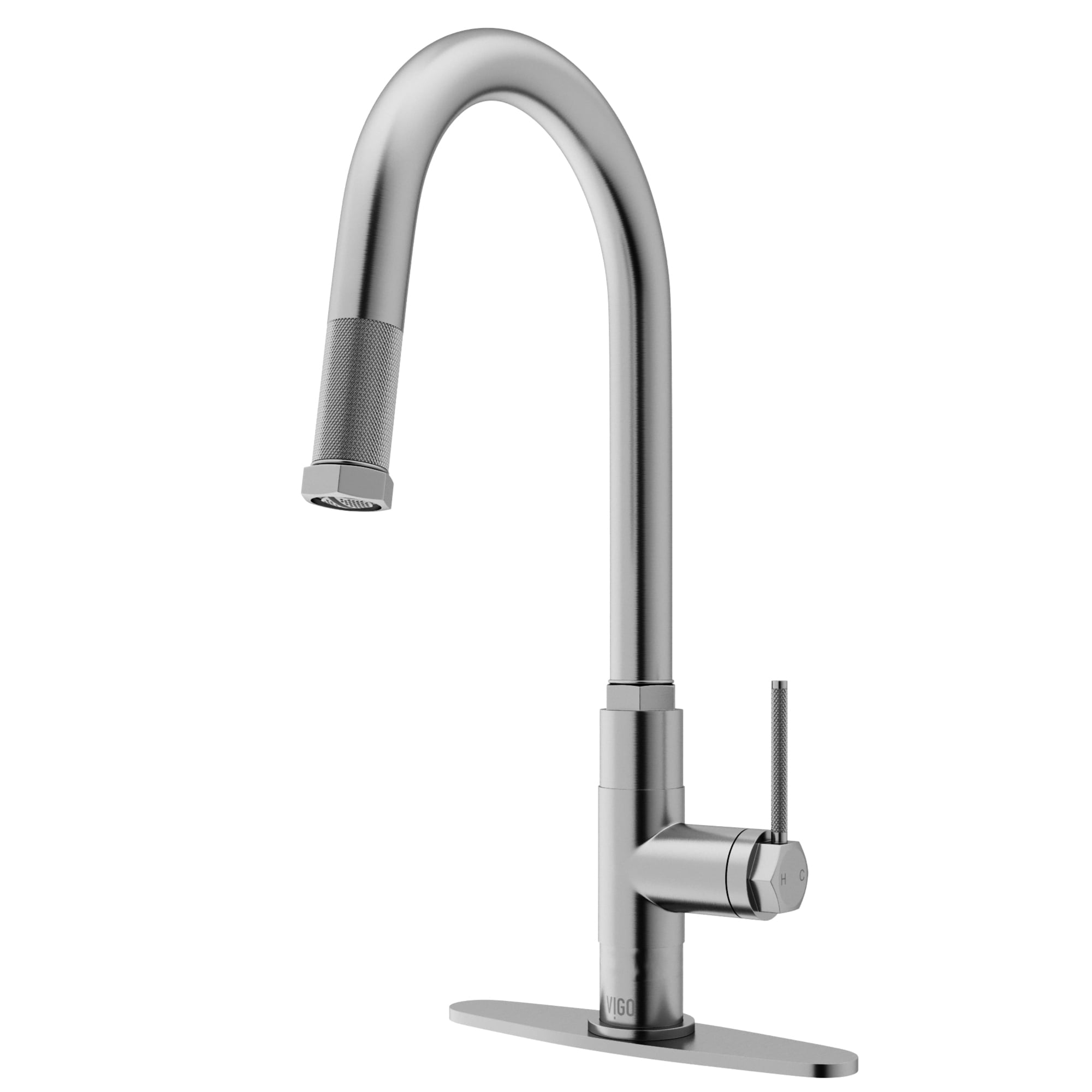 VIGO Hart Arched Single Handle Pull-Down Spout Kitchen Faucet Set with ...
