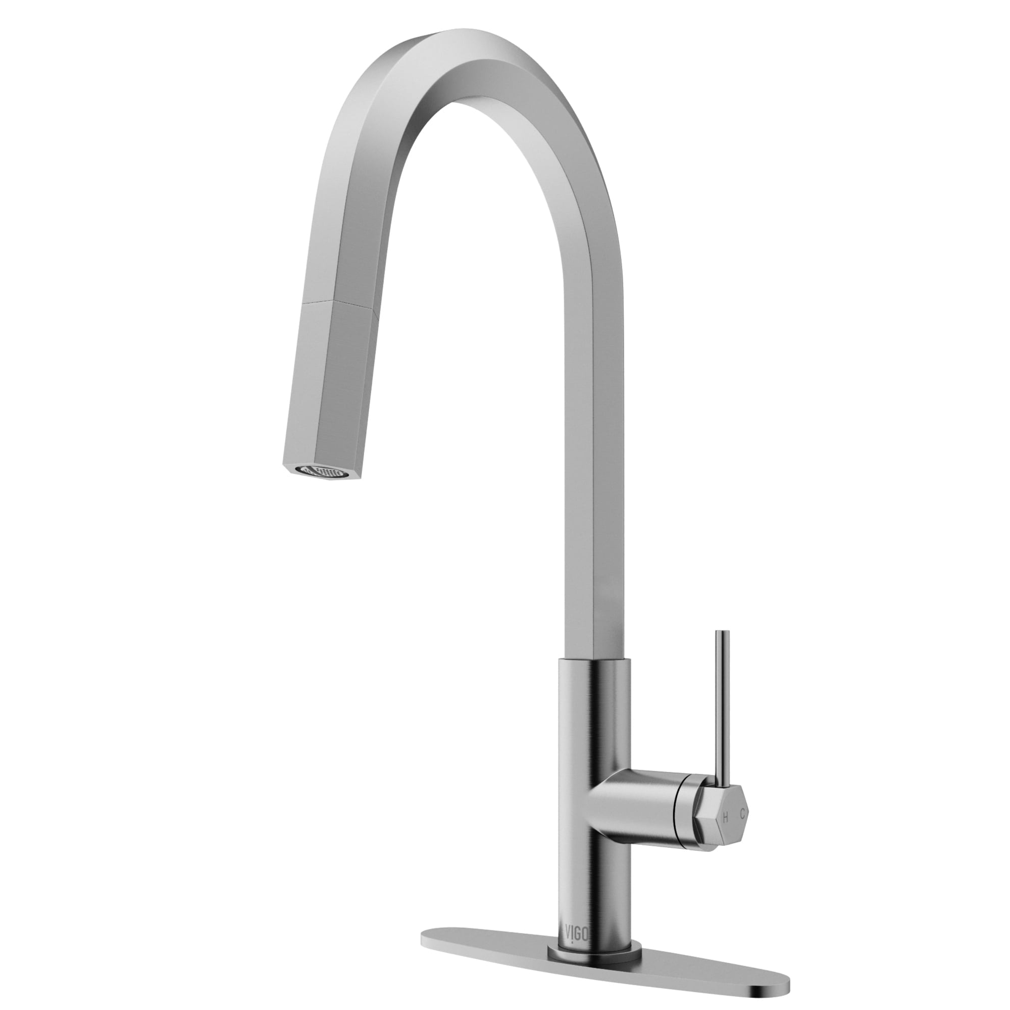 VIGO Hart Hexad Kitchen Single Handle Pull-Down Spout Kitchen Faucet ...
