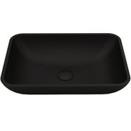 VIGO Matte Shell Sottile Glass Rectangular Vessel Bathroom Sink in Black with Niko Faucet and ...