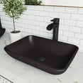 VIGO Matte Shell Sottile Glass Rectangular Vessel Bathroom Sink in Black with Niko Faucet and ...
