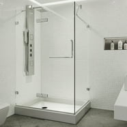 VIGO Verona 38 in. L x 38 in. W x 73 in. H Frameless Hinged Neo-angle Shower Enclosure in Chrome ...