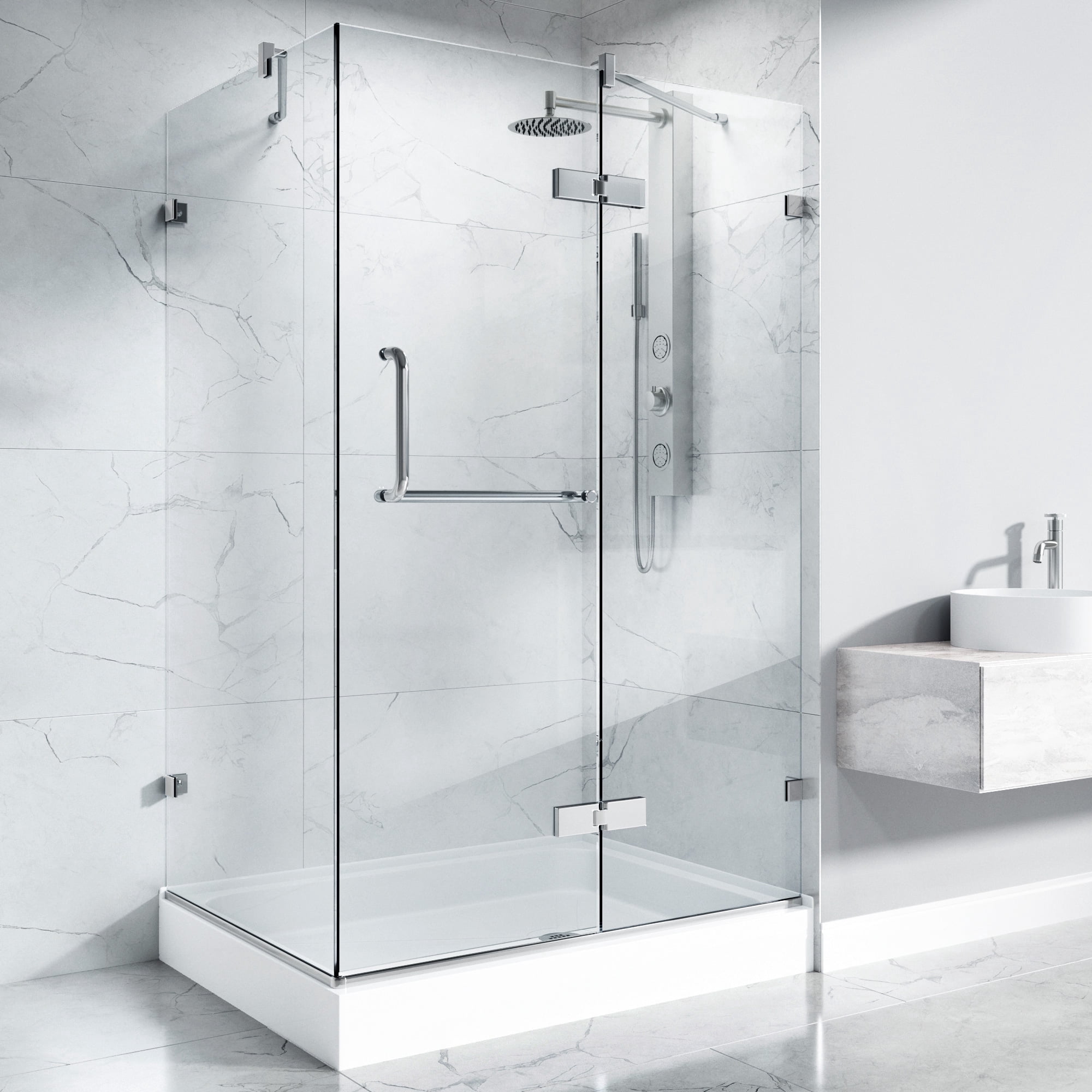 VIGO Monteray 32 in. L x 48 in. W x 79 in. H Frameless Hinged Rectangle ...