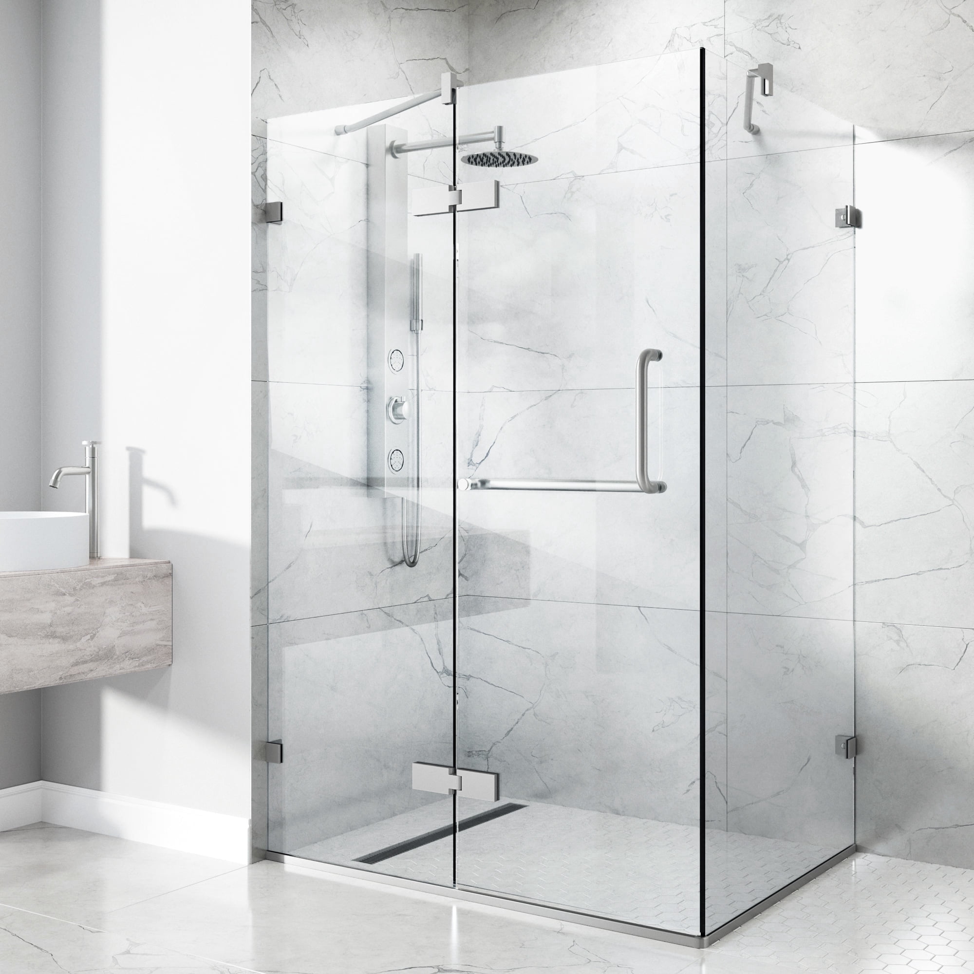 VIGO Monteray 34 in. L x 46 in. W x 73 in. H Frameless Hinged Rectangle ...