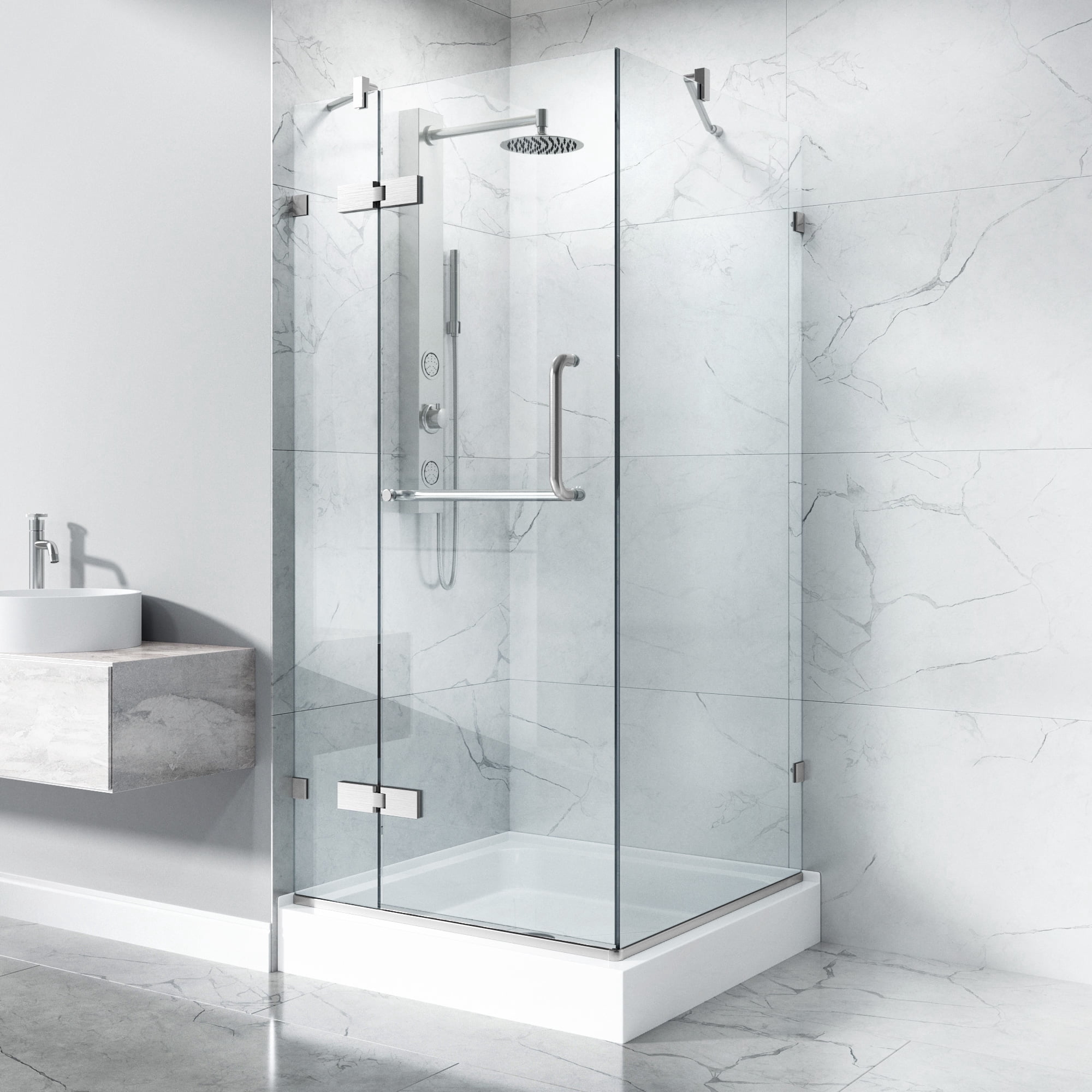 VIGO Monteray 36 in. L x 36 in. W x 79 in. H Frameless Hinged Square ...